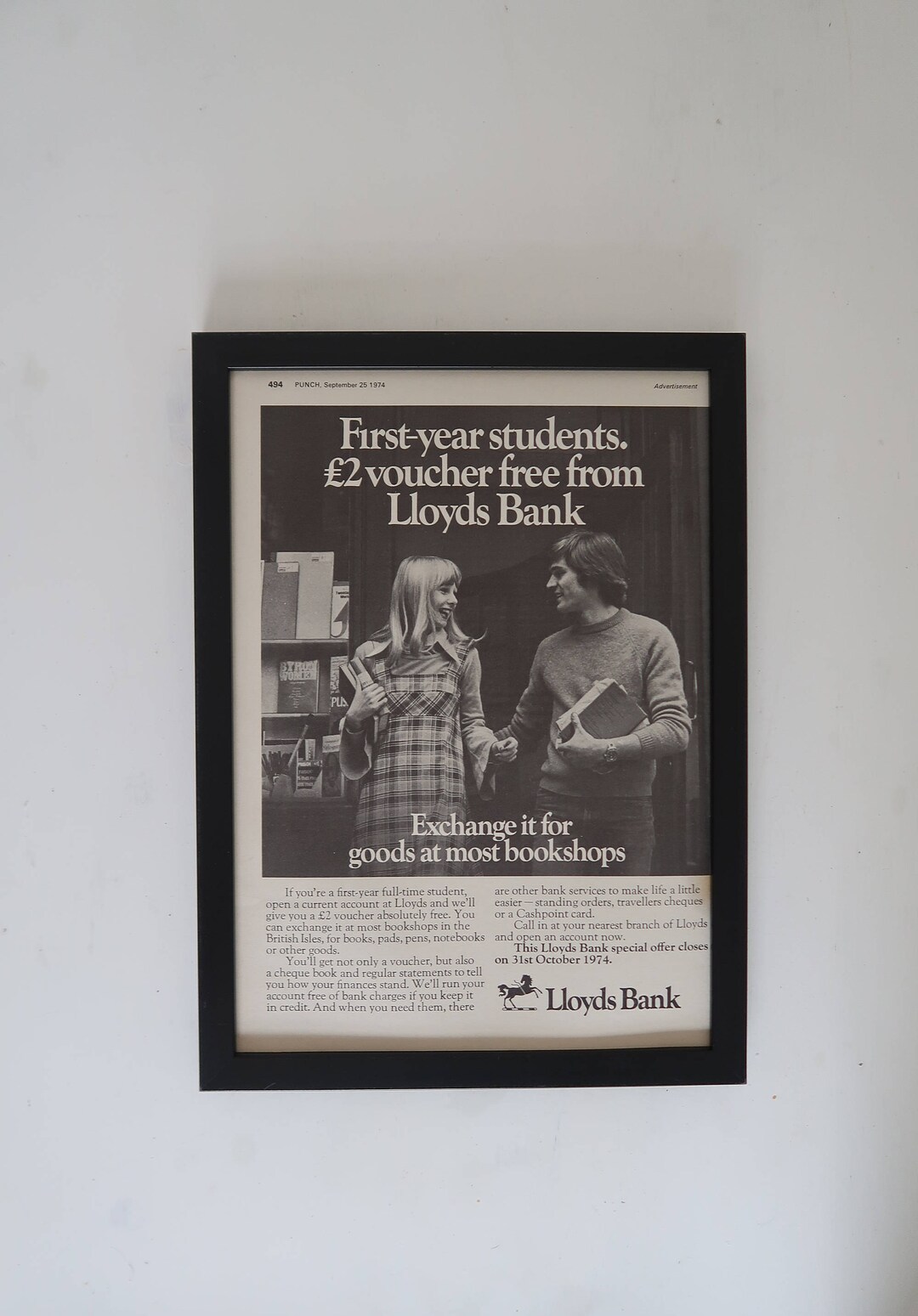 Vintage Lloyds Bank Advert Framed, Old Fashioned Banking Poster, Wall ...