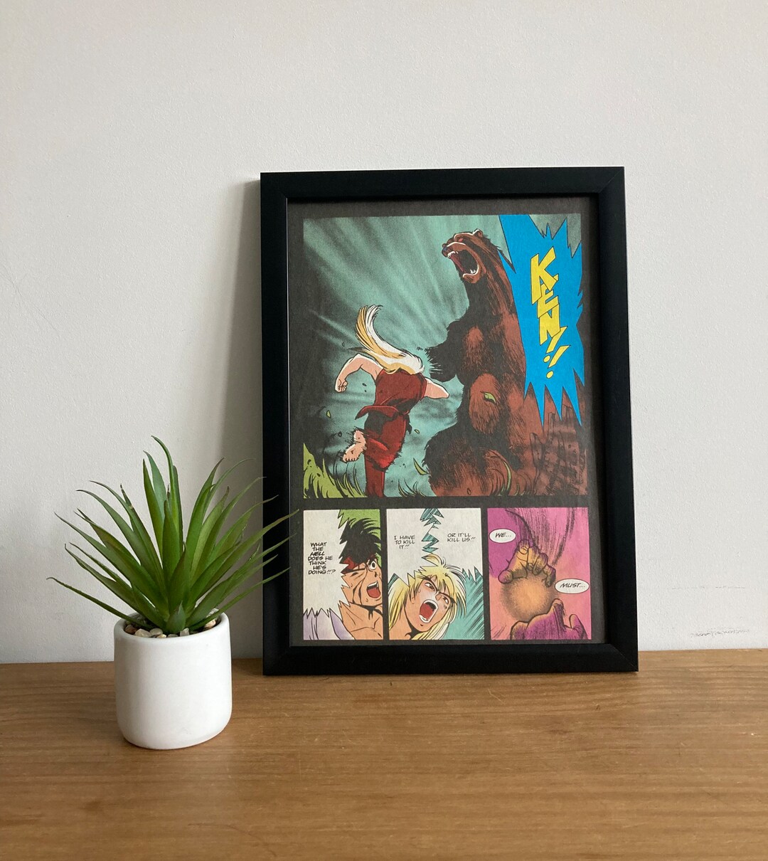 Ryu Ken Street Fighter Frame Poster, Framed Comic, Wall Decor Man Cave ...