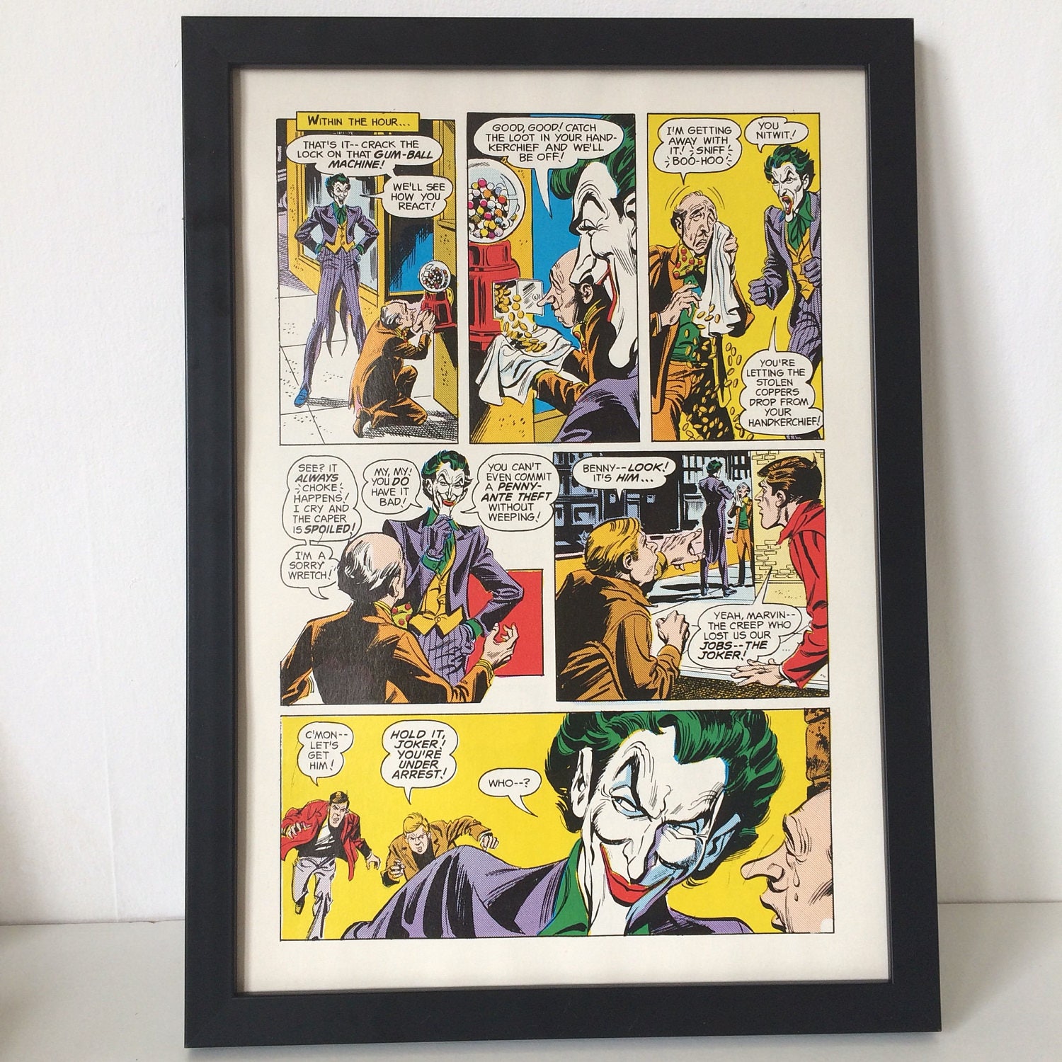 Retro Joker Framed Poster Vintage Batman Comic Frame Wall | Etsy