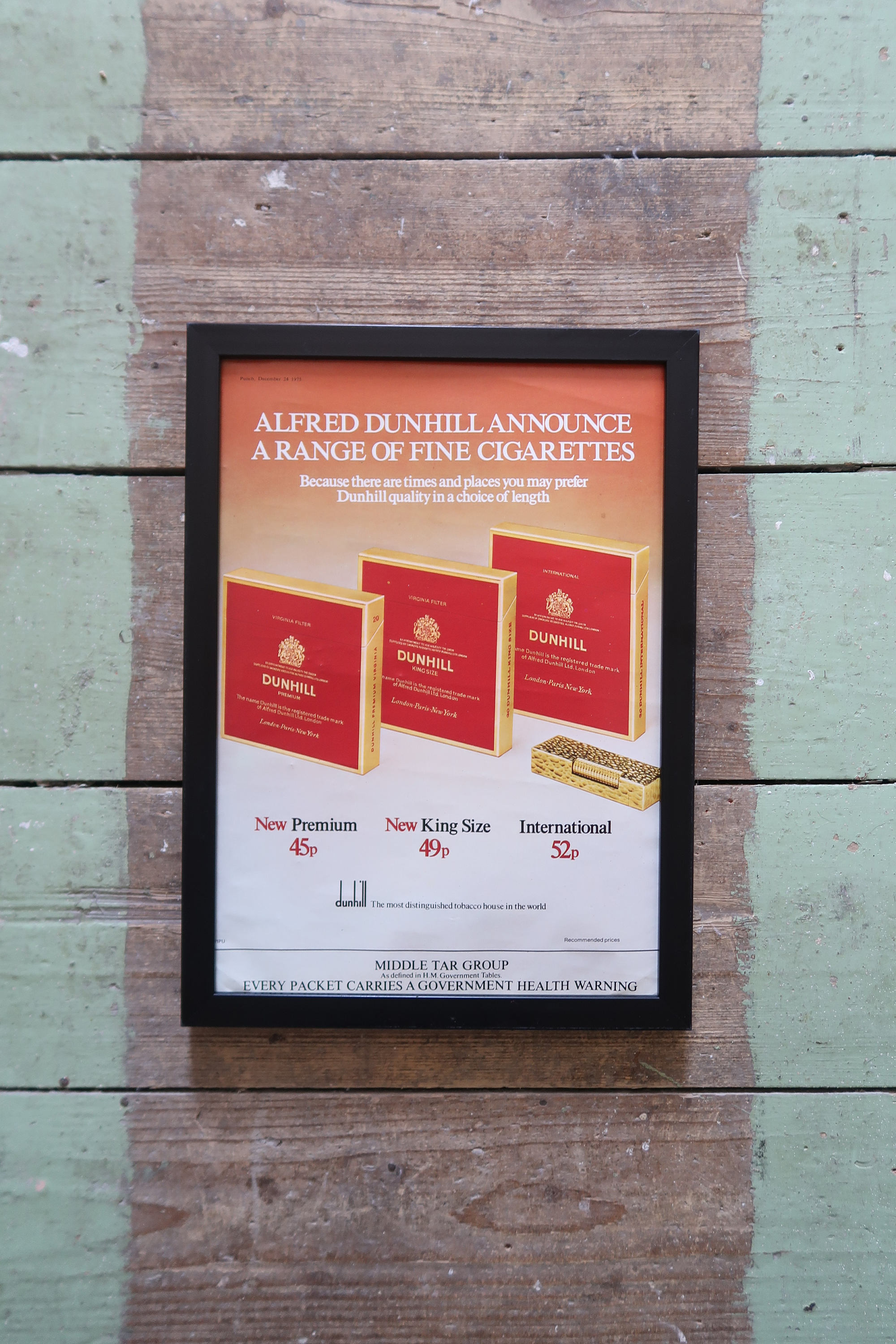 Dunhill Cigarettes Vintage Framed Advert, Old Fashioned Tobacco Poster ...