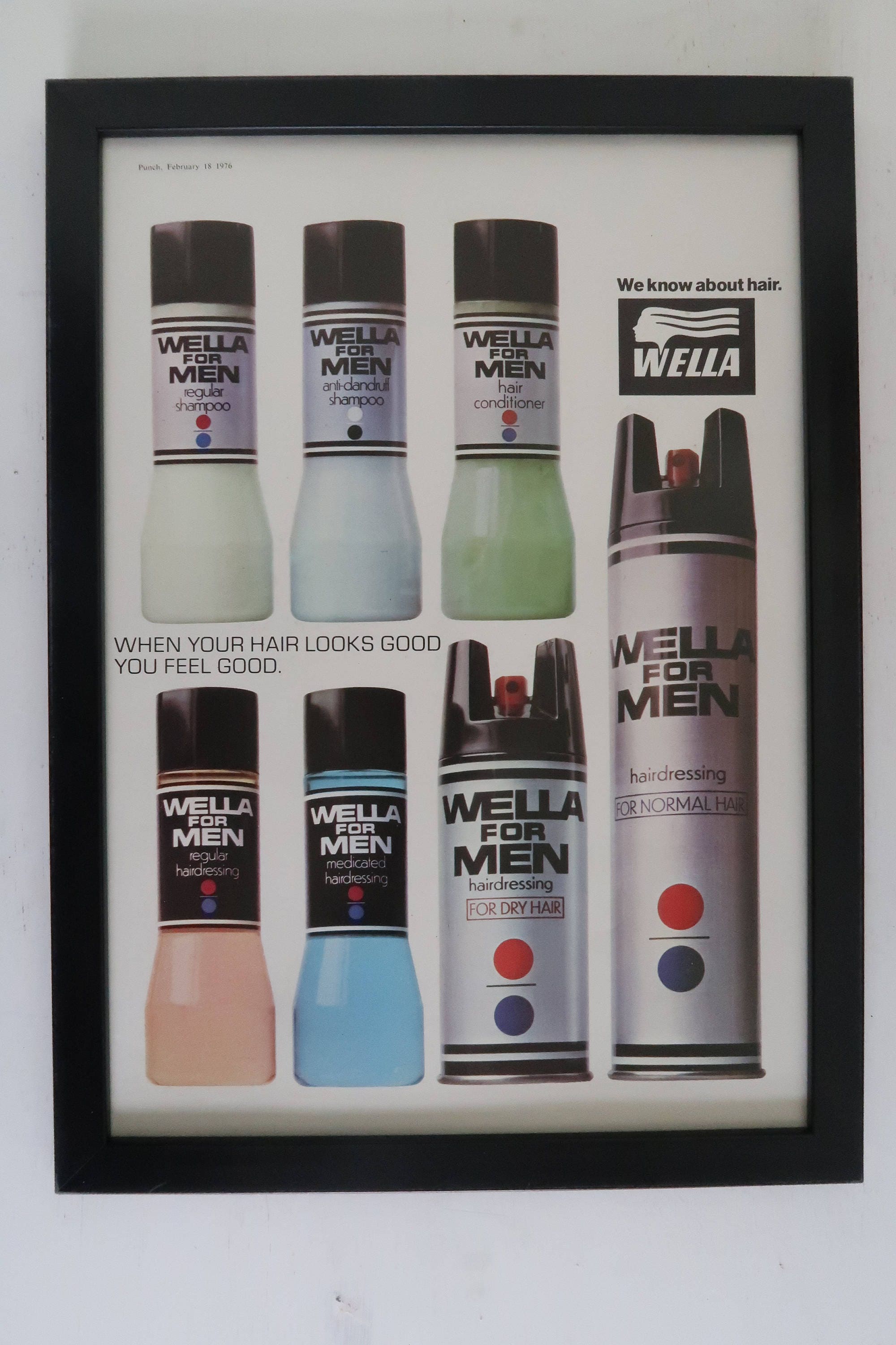 Vintage Wella Hair Care para hombres anuncio enmarcado, marco de póster ...
