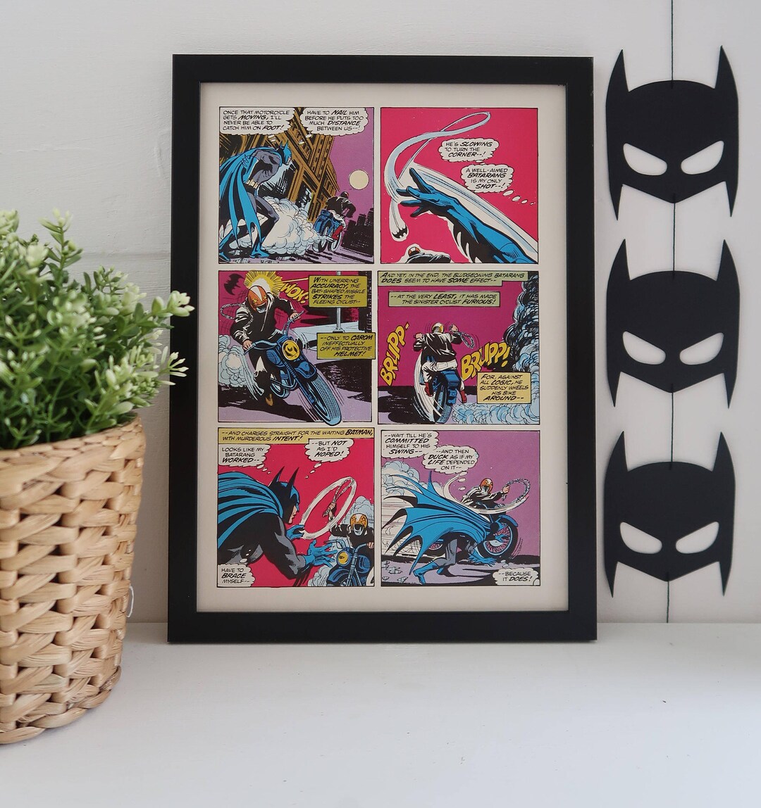 Batman Wall Comic Art Framed, Vintage Framed Poster, Unique Gift House ...