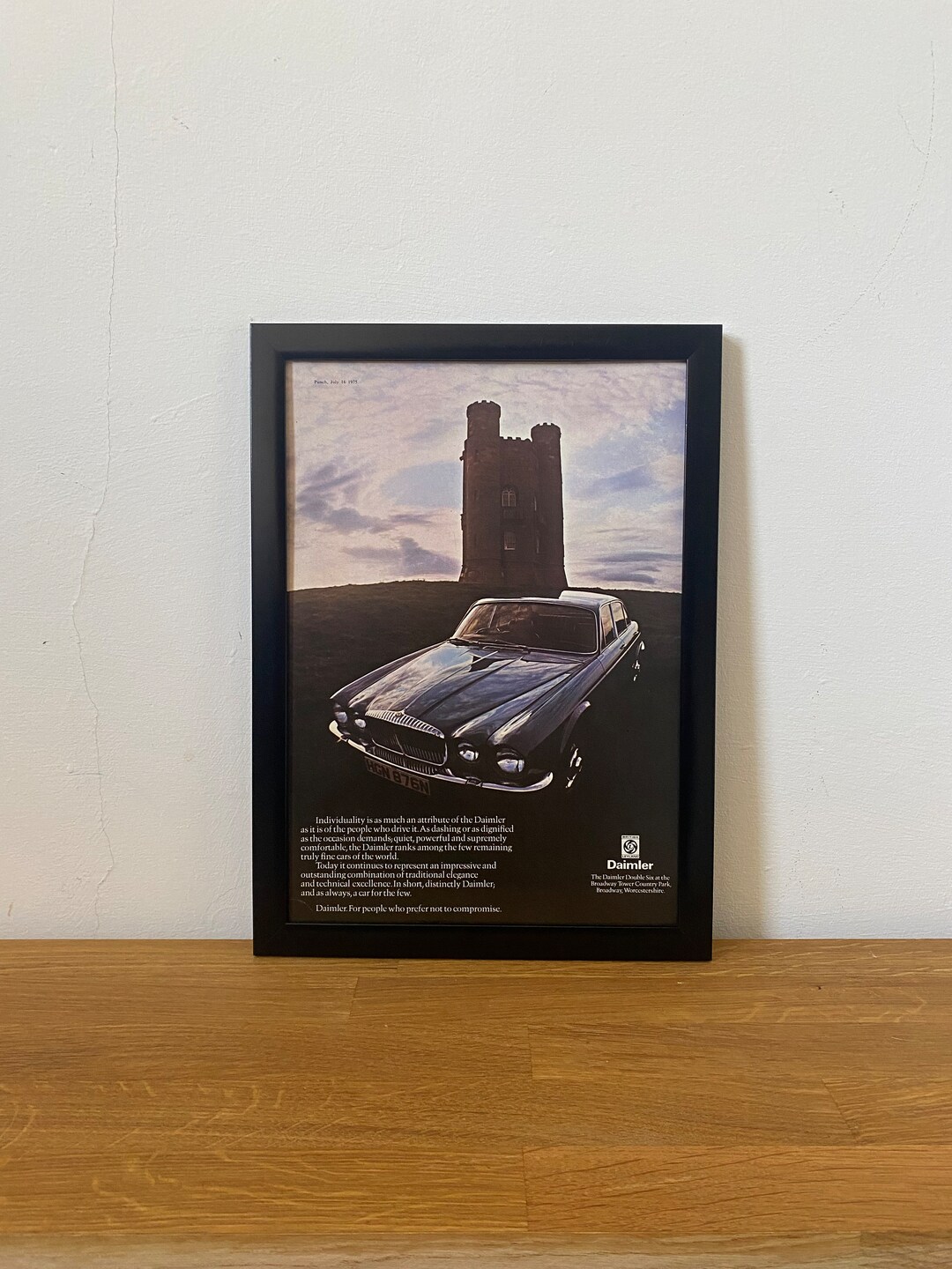 Daimler Framed Advert Vintage, British Leyland Old Fashioned Car Poster ...