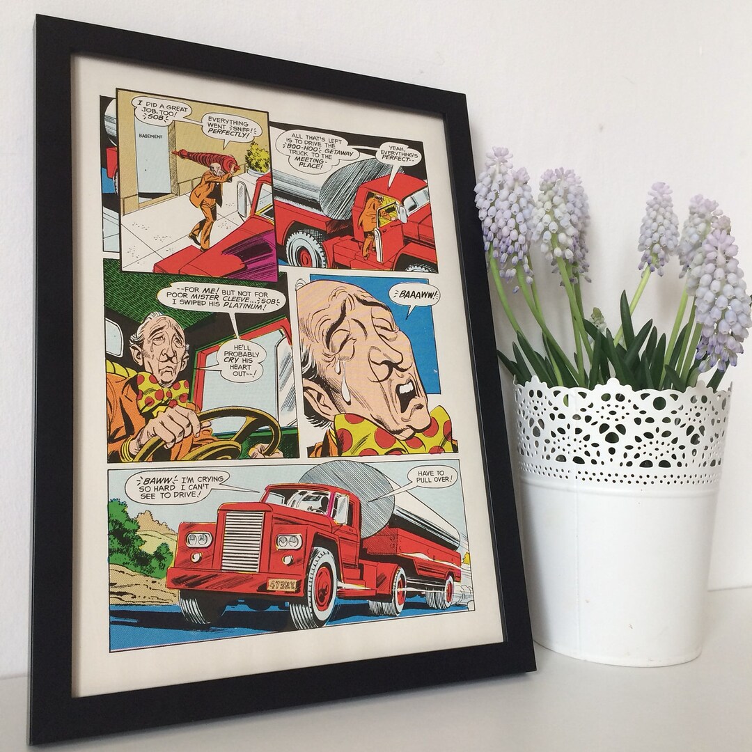 Retro Batman Frame, Vintage Comic Poster, Wall Decor Man Cave Gaming ...