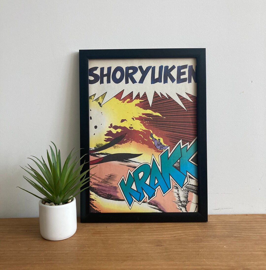 Street Fighter Frame Poster, Framed Comic, Wall Decor Man Cave Gaming ...