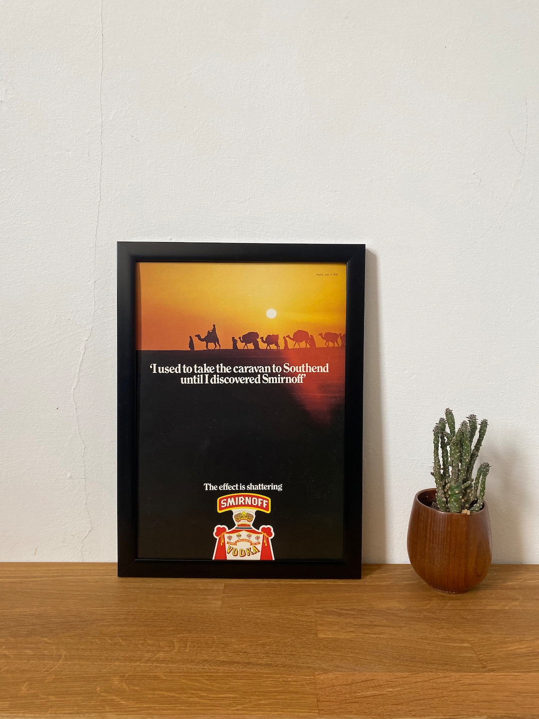 Smirnoff Vodka Advert, Vintage Poster Framed 1970s, Old Fashioned Frame ...