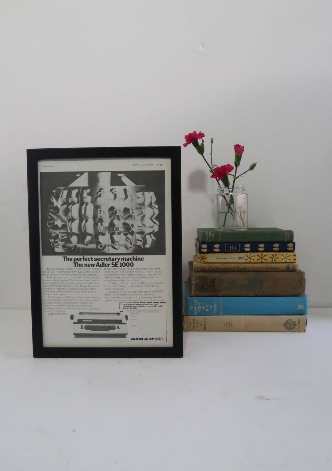 Vintage Adler Typewriter SE1000 Advert Framed, Framed Vintage ...