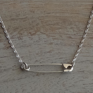 Sterling Silver Safety Pin Necklace: Edgy Minimalist Charm Jewelry - Etsy