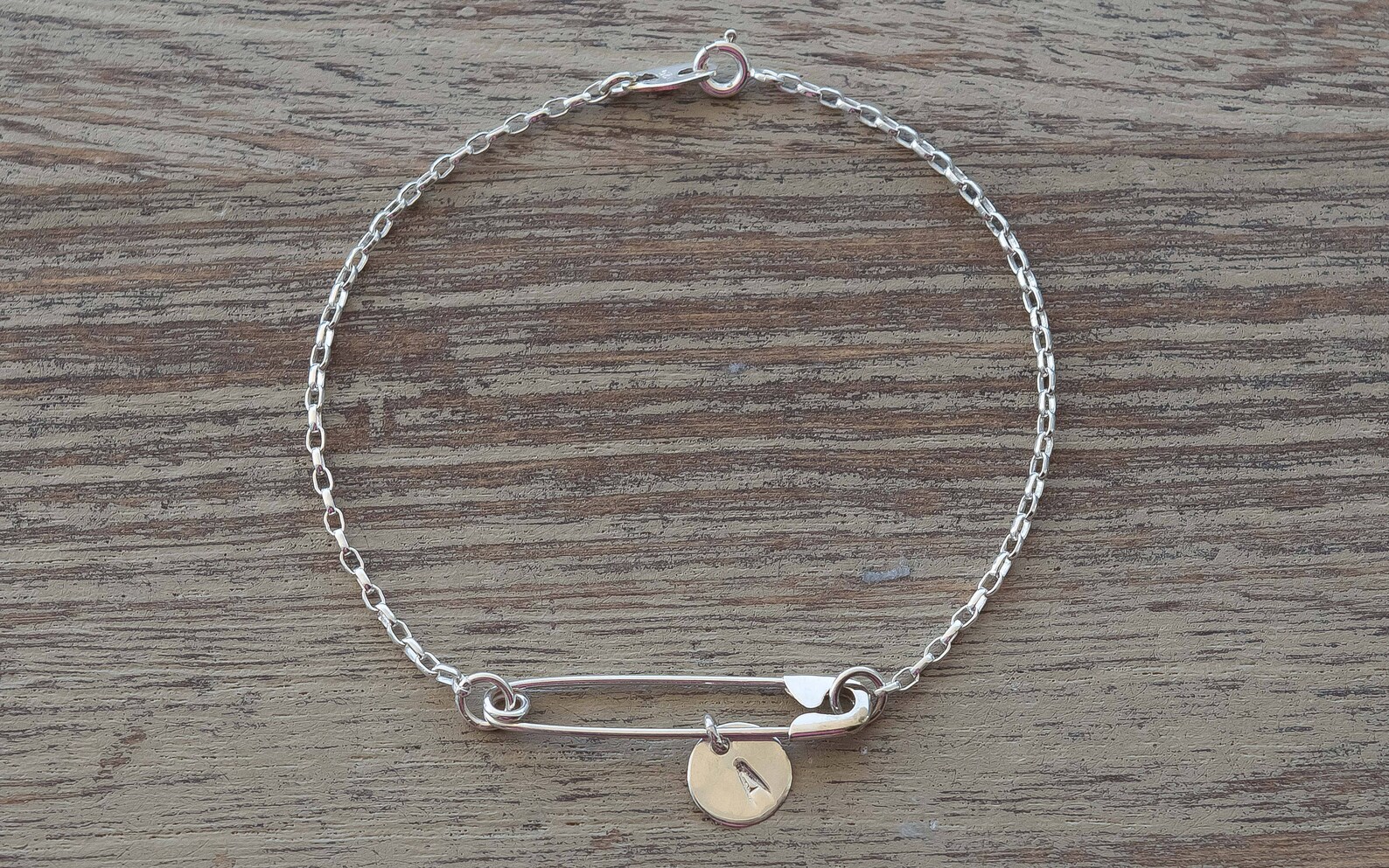 Personalized Silver Safety Pin Bracelet: Edgy Punk Goth Initial ...