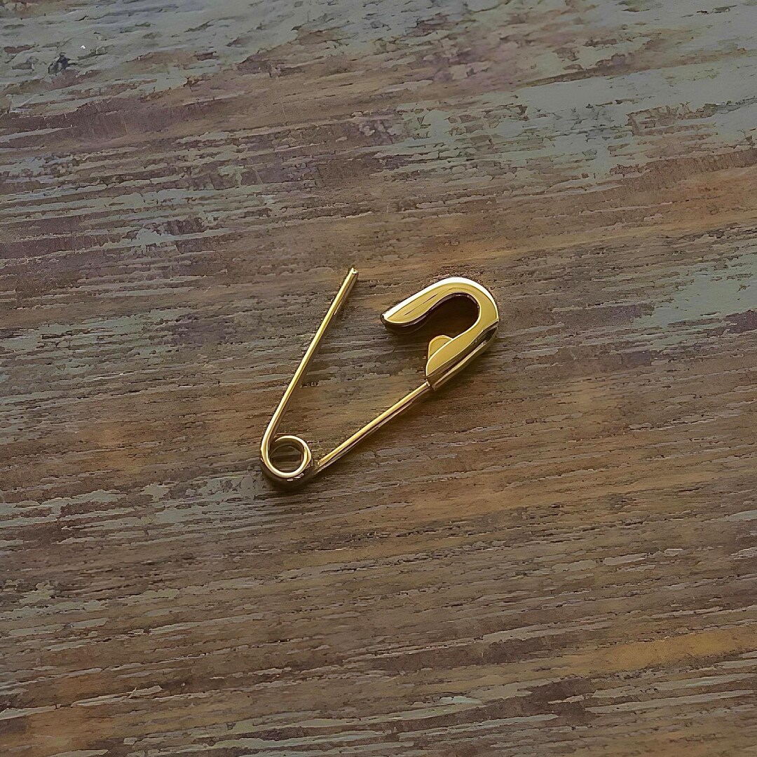5 8 Inches Gold Safety Pin Mini Punk Tiny Earring 9k 14k 18k Etsy
