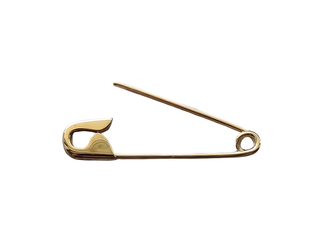 1” Safety Pin Thick Brooch 9K Gold - Etsy