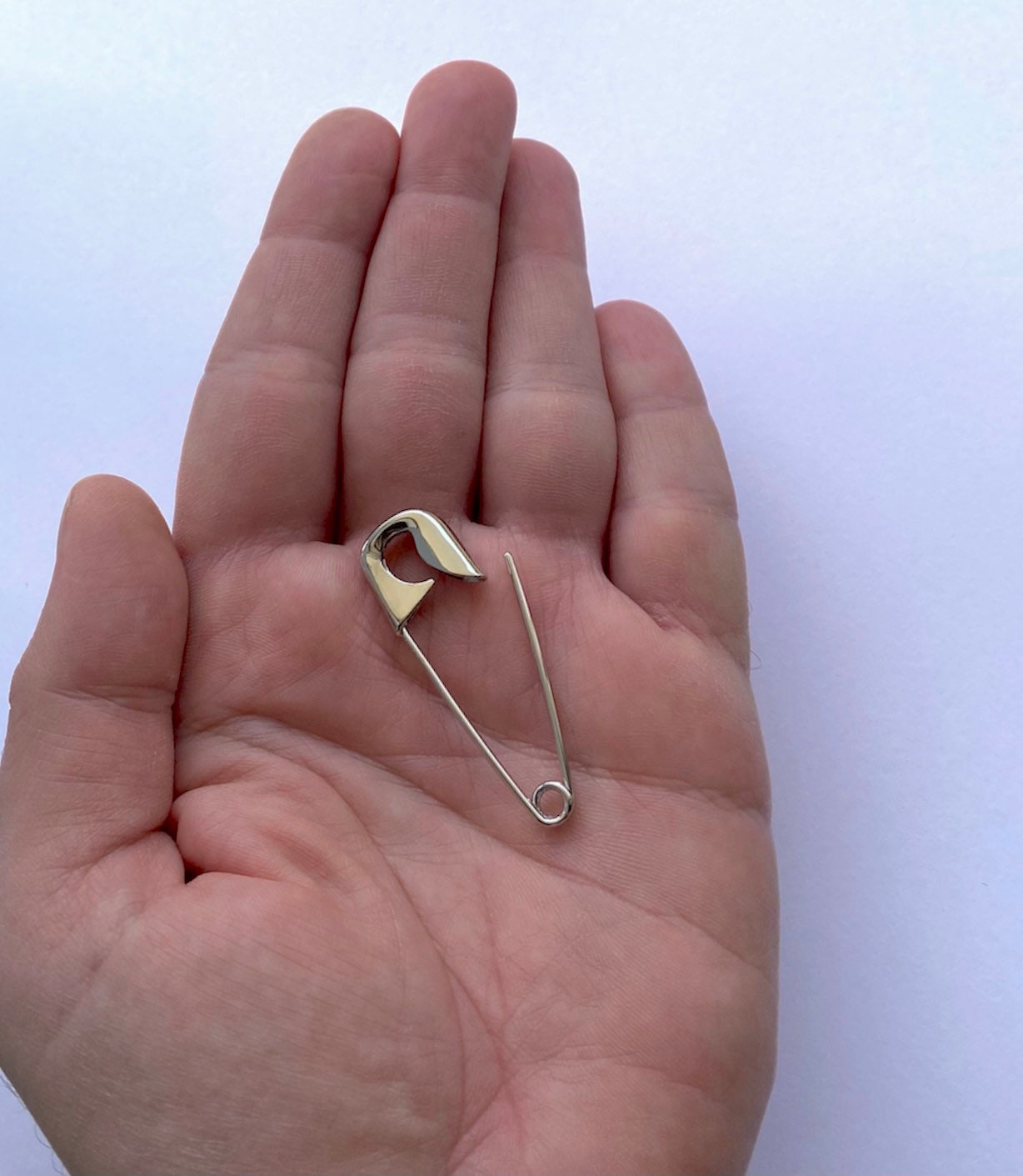 2 Inches Sterling Silver Big Safety Pin Jewelry Large Cartilage Earring ...