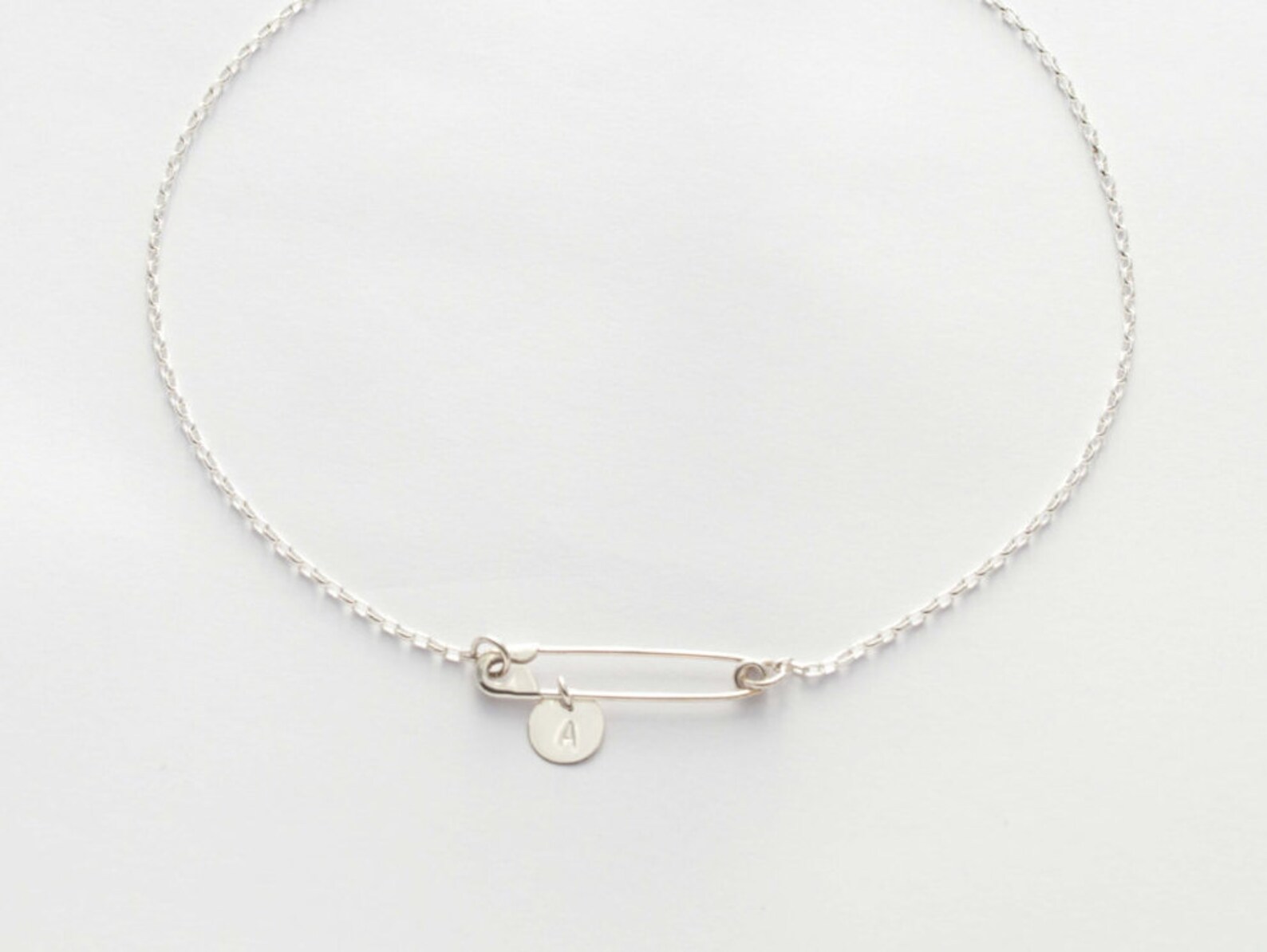 Personalized Initial Silver Safety Pin Necklace Solidarity | Etsy