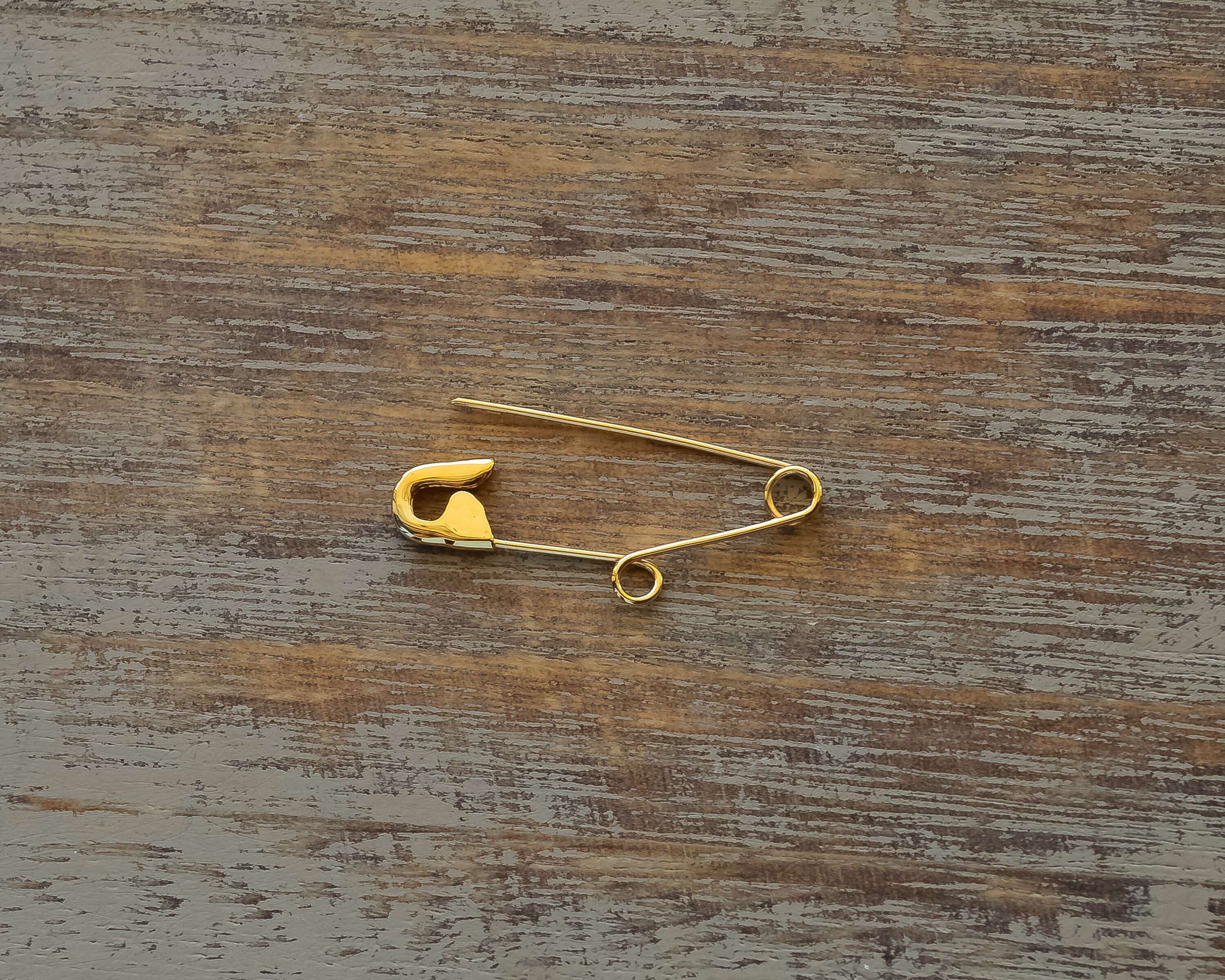 Gold Safety Pin Charm Holder 9K 14K 18K - Etsy