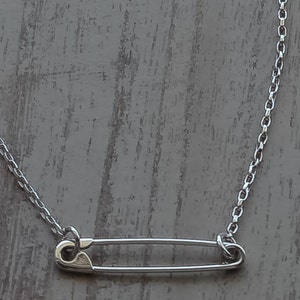 Sterling Silver Safety Pin Necklace: Edgy Minimalist Charm Jewelry - Etsy