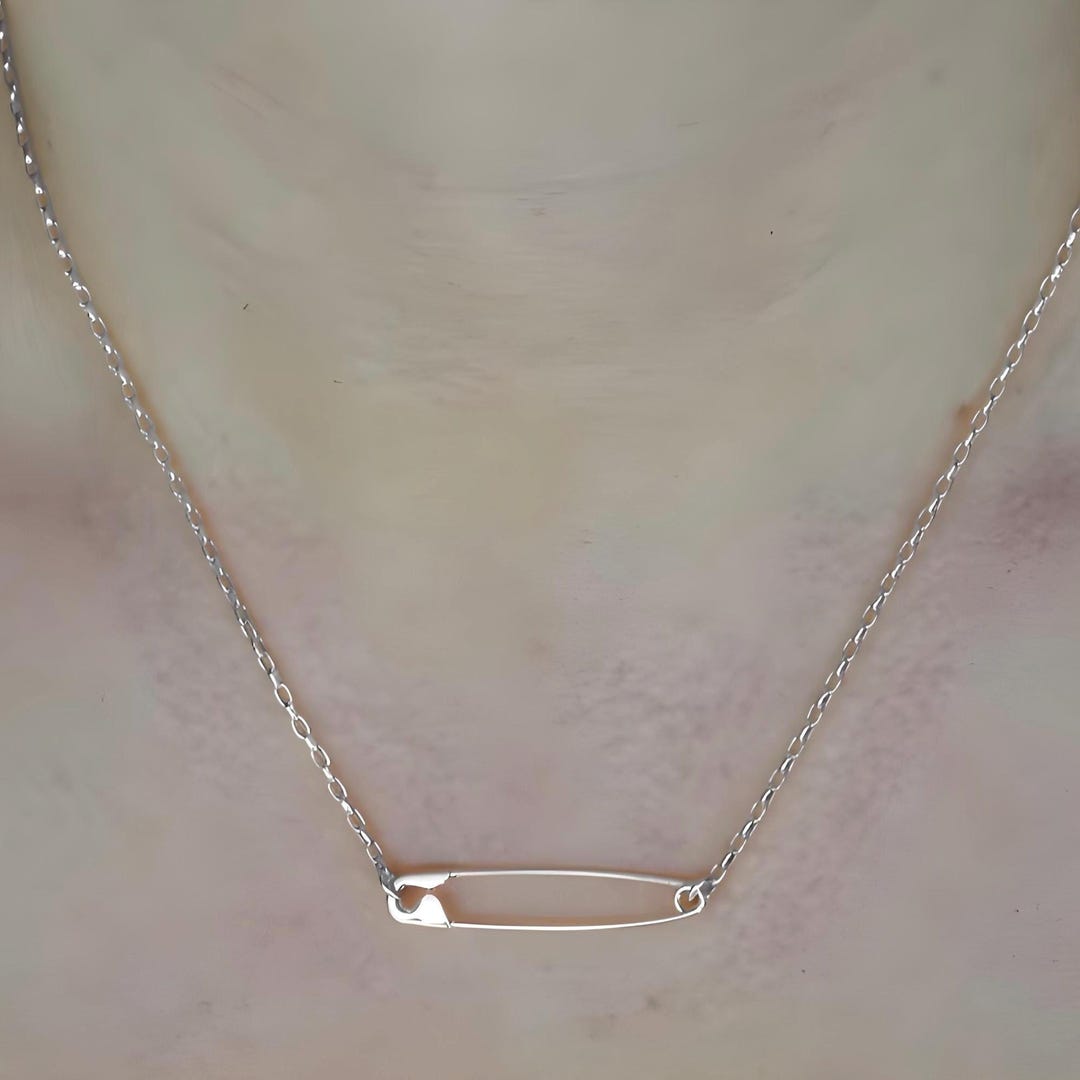 Sterling Silver Safety Pin Necklace: Edgy Minimalist Charm Jewelry - Etsy