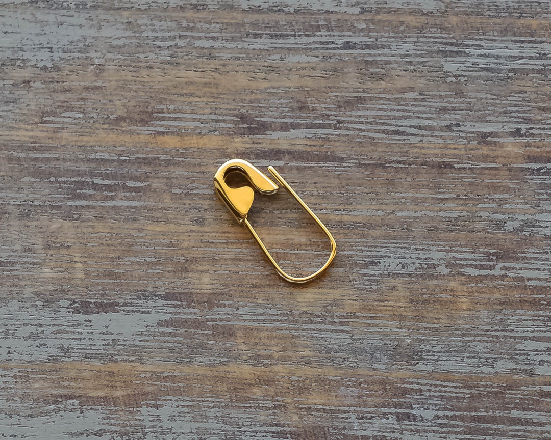5 8 Inches Gold Safety Pin Mini Punk Hoop Earring Gold Cute Dainty