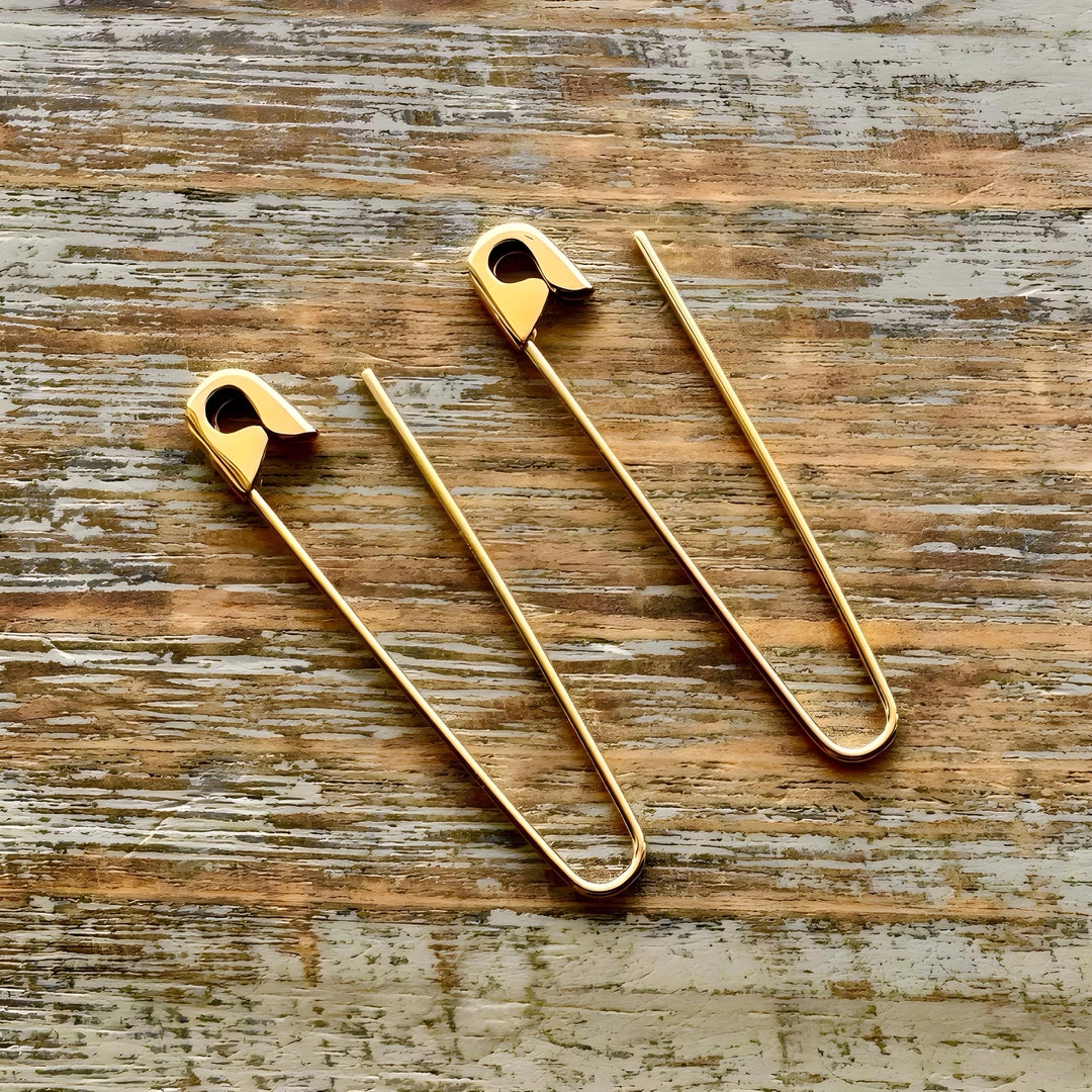 Safety Pin Sterling Silver Punk Piercing Hoop Earrings Minimalist ...