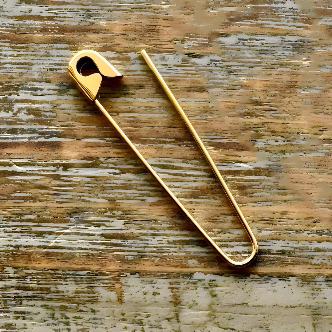 1.5'' Gold Safety Pin Hoop Brooch in 9K,14K,18K - Etsy