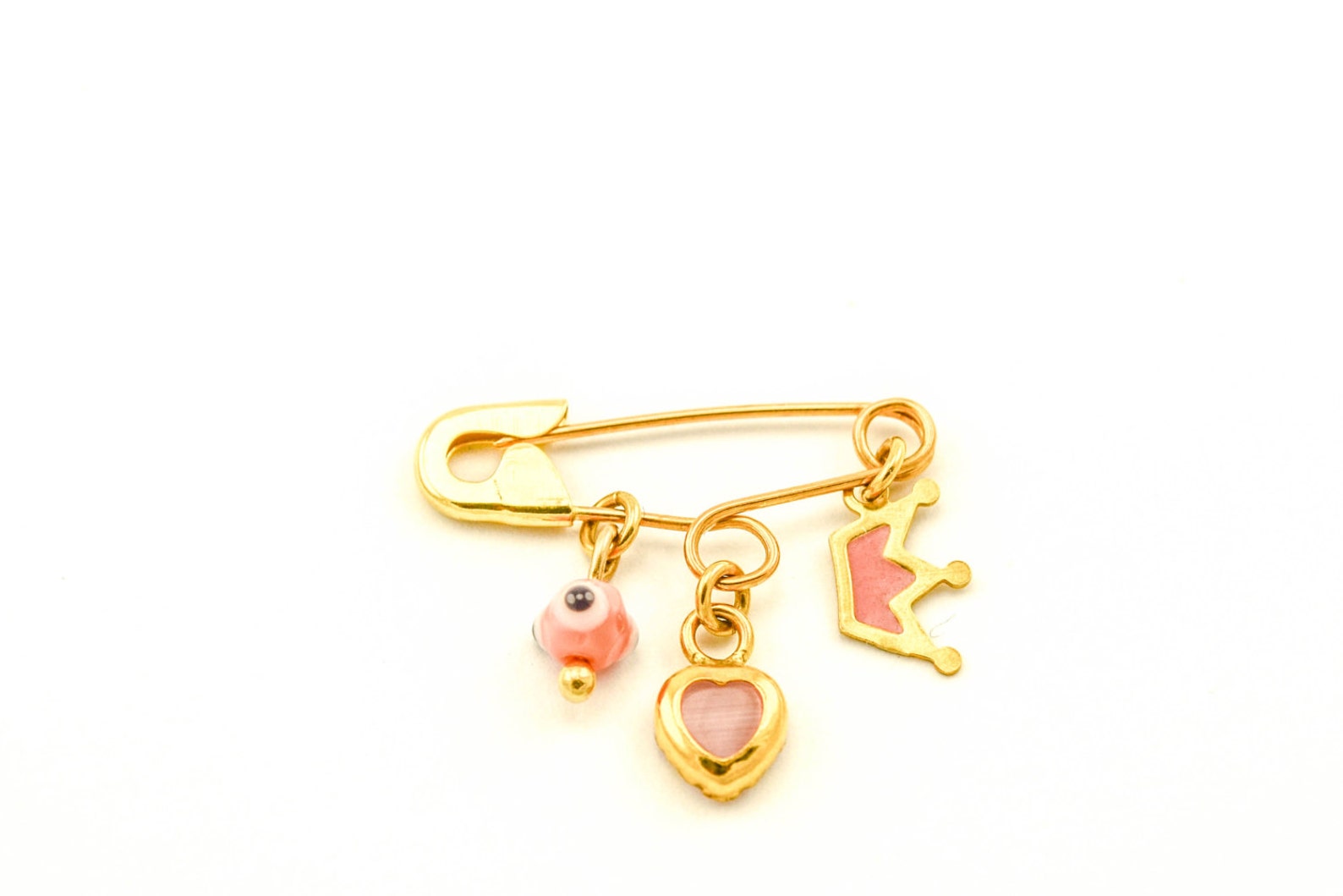 Gold Evil Eye Safety Pin Brooch Protection for Baby Gold Evil | Etsy