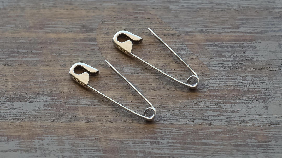 1 Inch Safety Pin Jewelry Sterling Silver Safety Pin Earrings Handmade ...