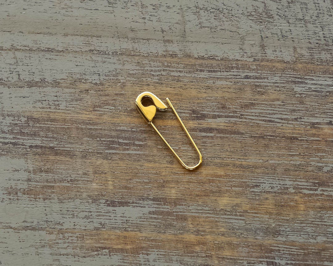 3/4 Inch Gold Safety Pin Hoop Earring Cartilage Earring Gift for Her 9K ...