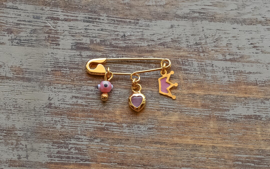 Gold Evil Eye Safety Pin Brooch Protection for Baby Gold Evil Eye Pin ...