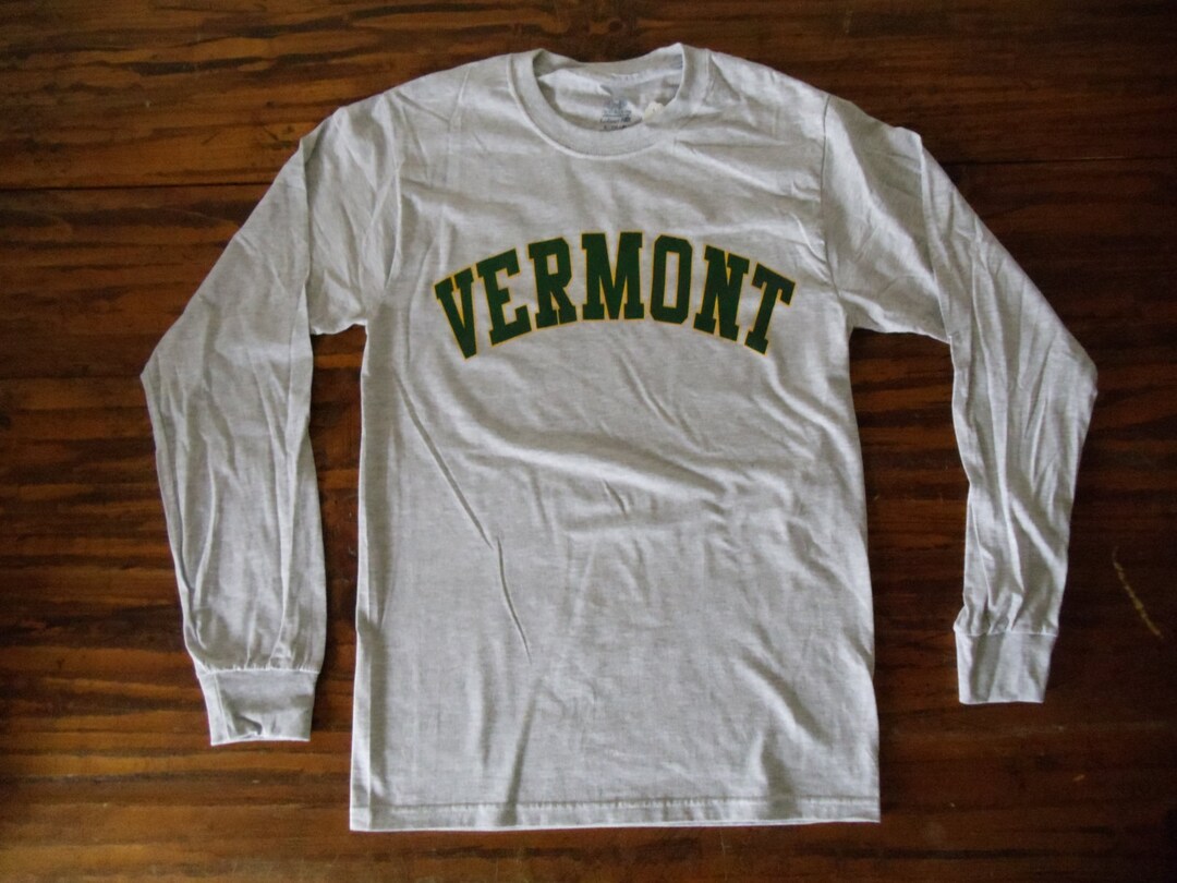 Vermont Long Sleeve Shirt Ash Gray With Green & Gold Arch UVM ...