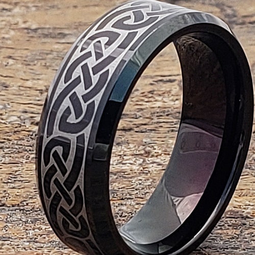 Black Tungsten Ring Celtic Ring Tungsten Wedding Band - Etsy