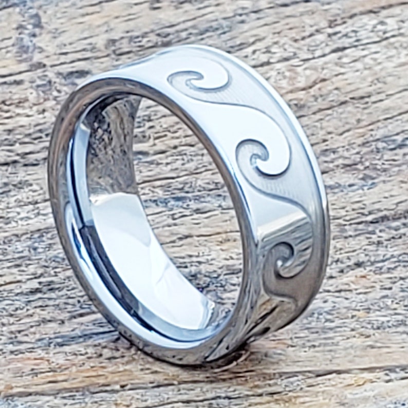 Tungsten Ring, Mens Tungsten Ring, Carved Wedding Band, Tungsten Band ...