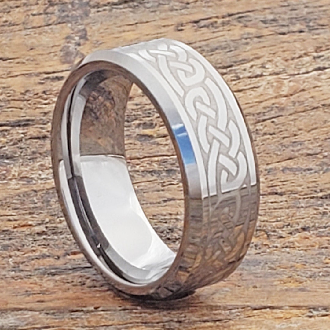 Mens Celtic Ring, Mens Tungsten Ring, Simple Mens Ring, Celtic Ring, Celtic Wedding Band, Celtic ...