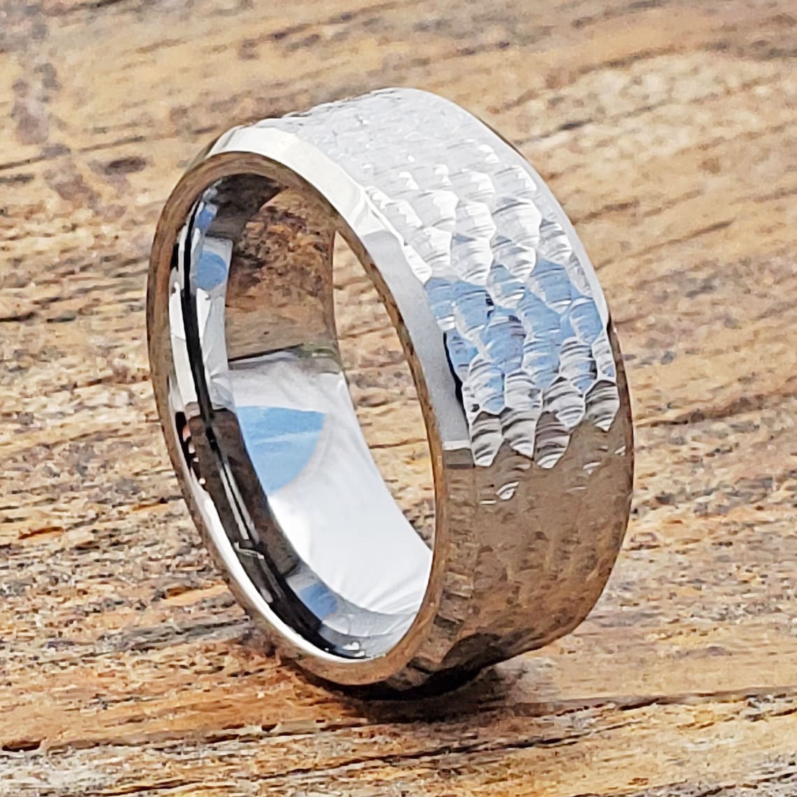 Tungsten Ring Adreamz 6mm Silver Mens Hammered s For Men Wedding Band ...