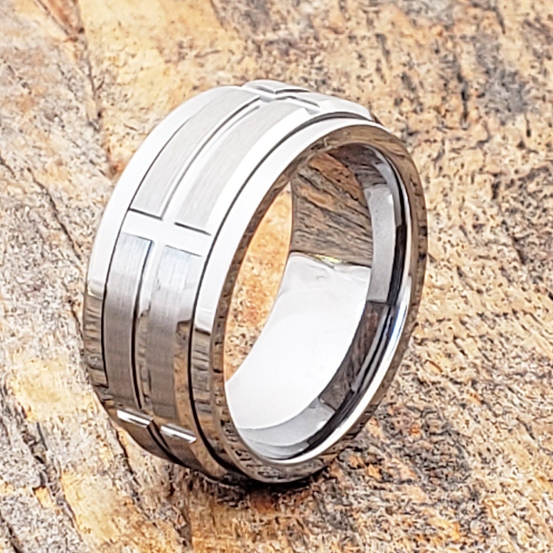 Tungsten Ring, Mens Wedding Band, Unique Mens Ring, Gray Tungsten Ring ...