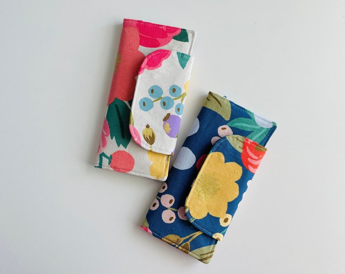 Slimline Wallet, Cotton and Steel Fabric, Rifle Paper Co, Vintage ...