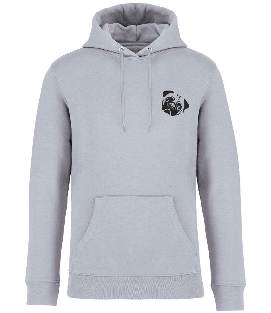 Pug Dog Hoodie Organic Cotton Embroidery Sweatshirt Jacket Embroidery ...
