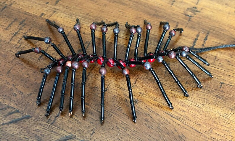 Black and Red Beaded Centipede - Etsy