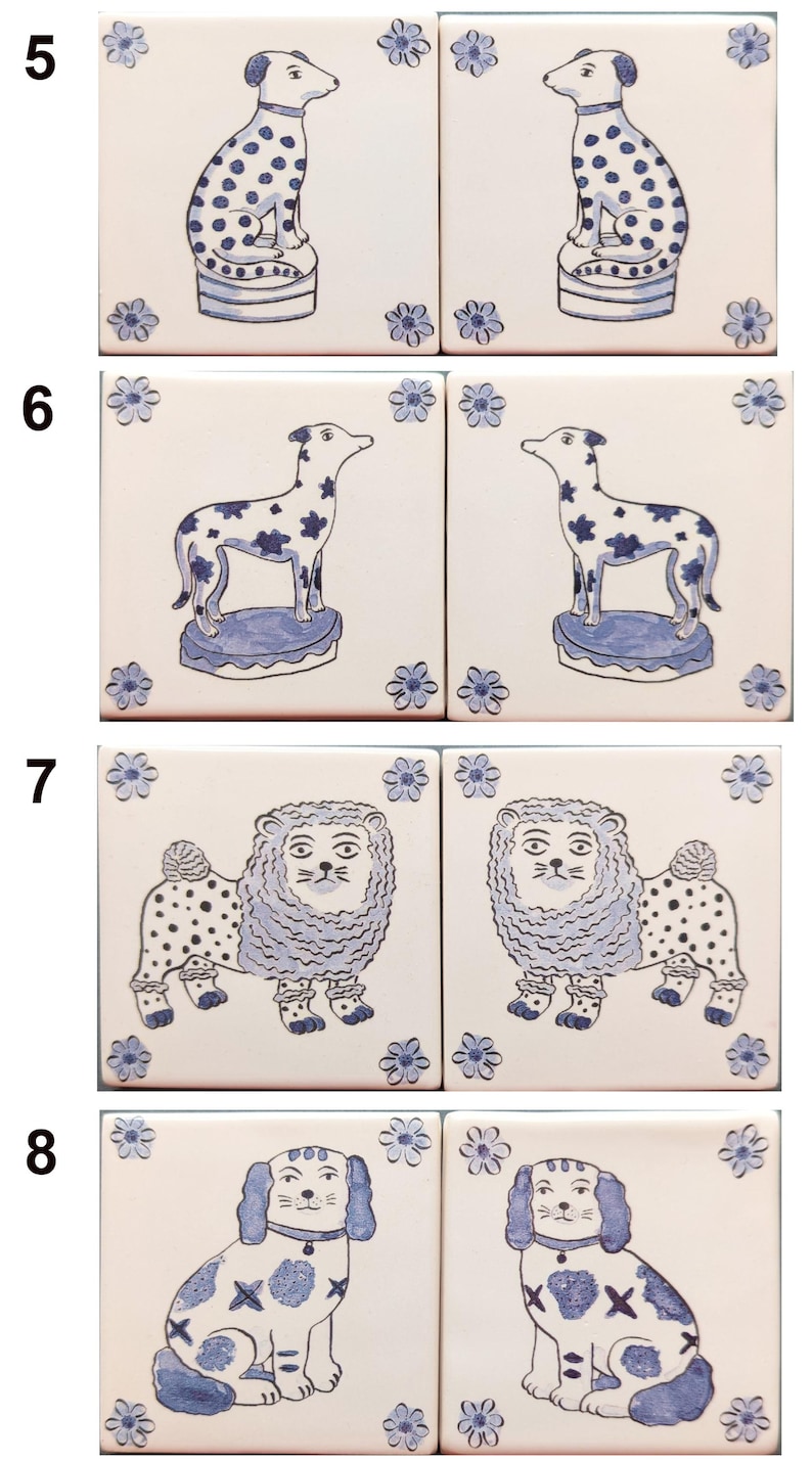 Small Handmade Transfer Tiles With Cats and Dogs - Etsy