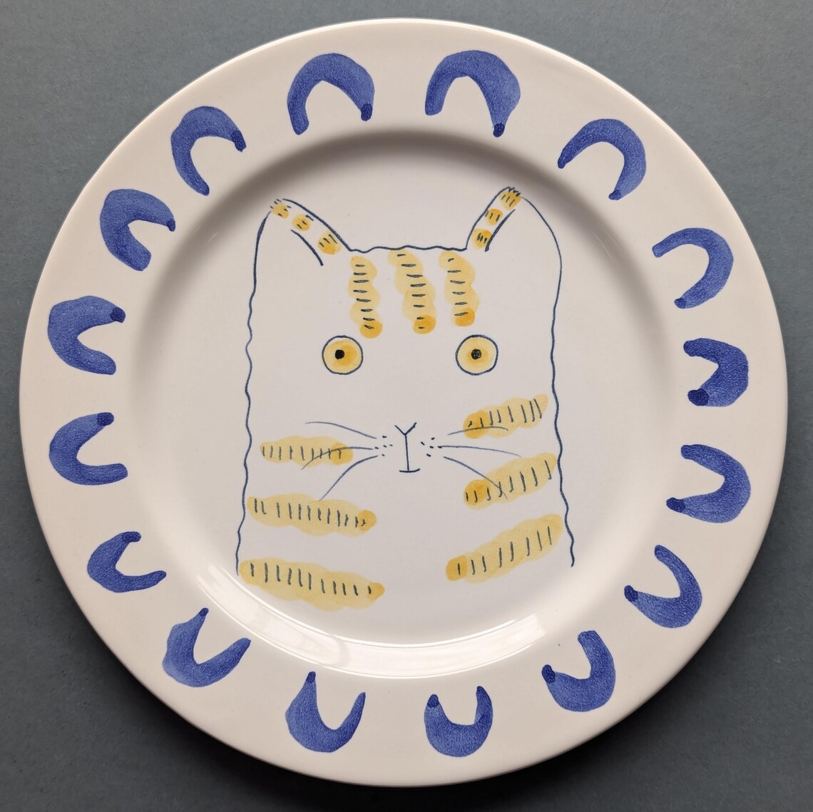 Yellow Striped Cat Plate - Etsy