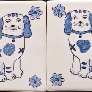 Small Handmade Transfer Tiles With Cats and Dogs - Etsy