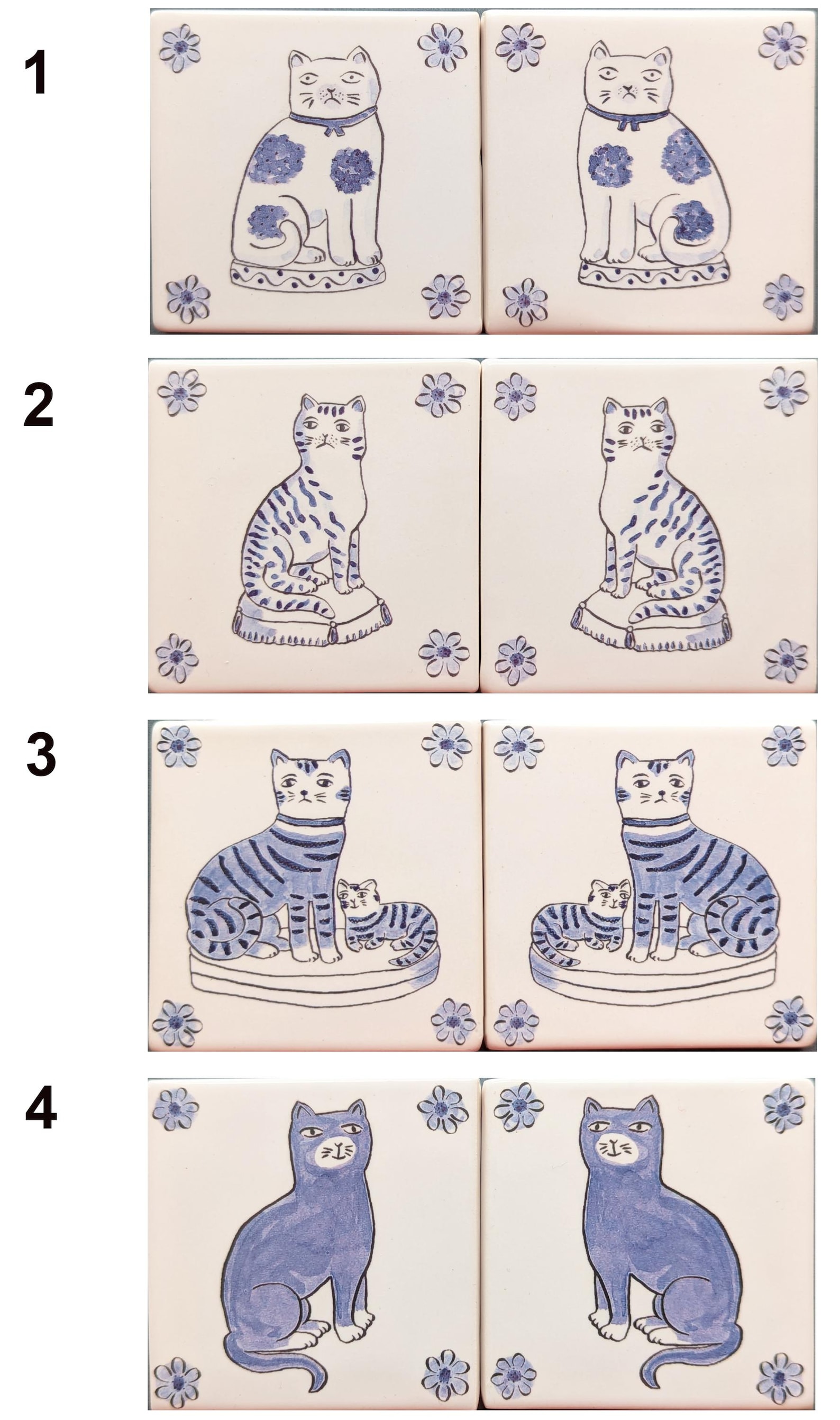 Small Handmade Transfer Tiles With Cats and Dogs - Etsy
