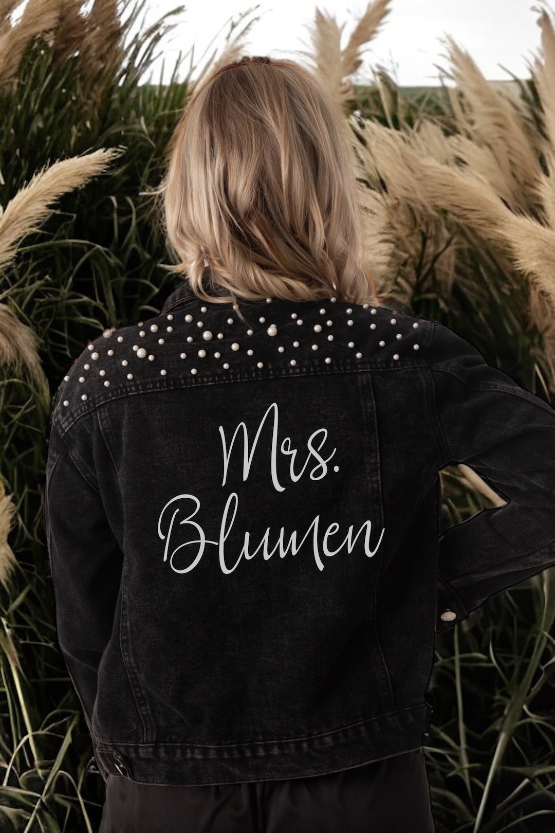 Denim Jacket With Customization, Pearl Denim Jacket, Custom ...