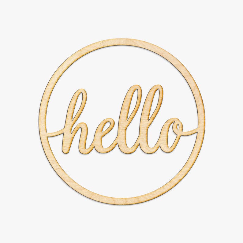 Circle Hello Script Wood Sign wood Sign Art Wooden Hello - Etsy