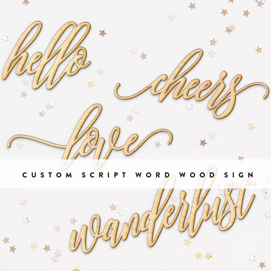 Custom Lia Script Word Wood Sign - LOWERCASE ONLY - Personalized Wooden ...