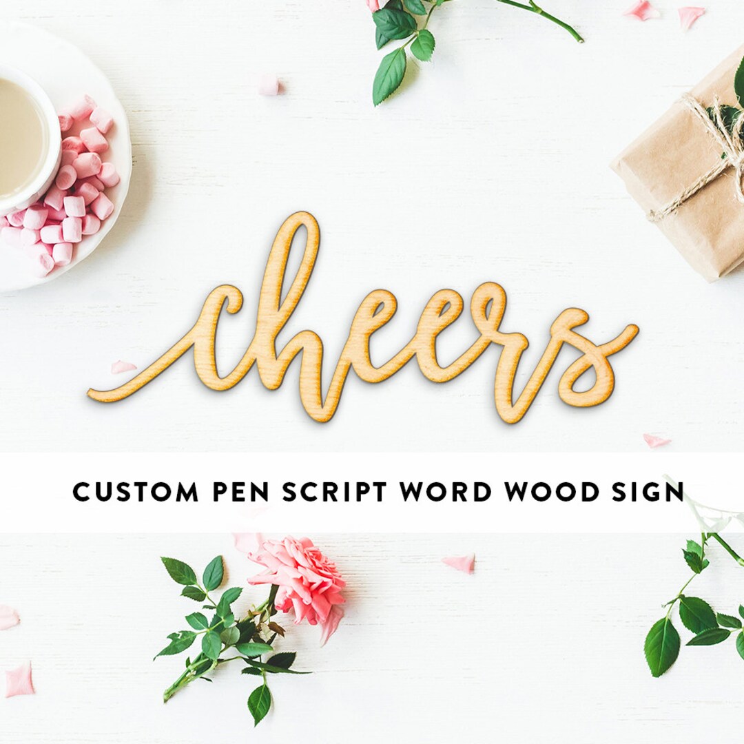 Custom Pen Script Word Wood Sign - Personalized Wooden Sign, Custom ...