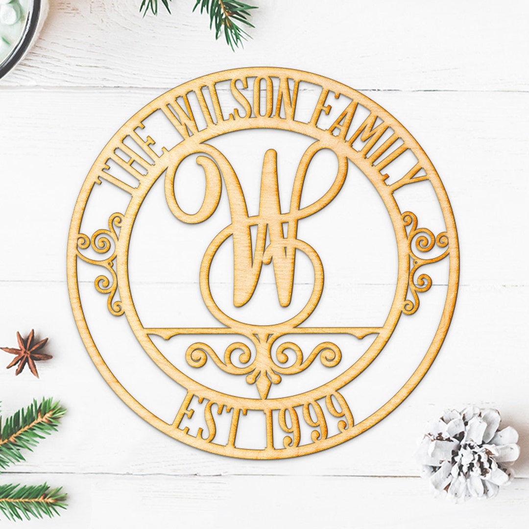 Victorian Family Ring Cut Wood Sign - Custom Name Gift, Personalized ...