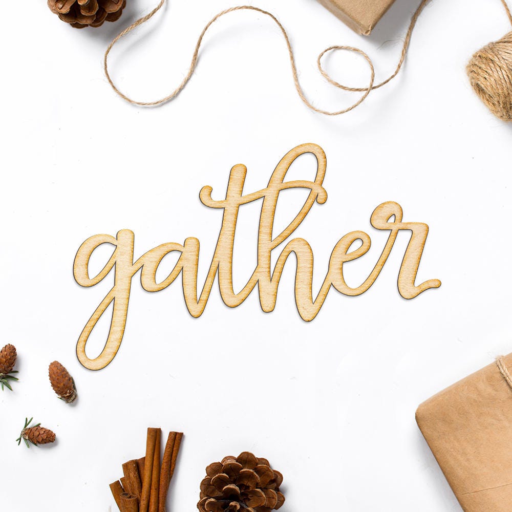 Gather Script Word Wood Sign-Wood Sign Art Gallery Wall | Etsy