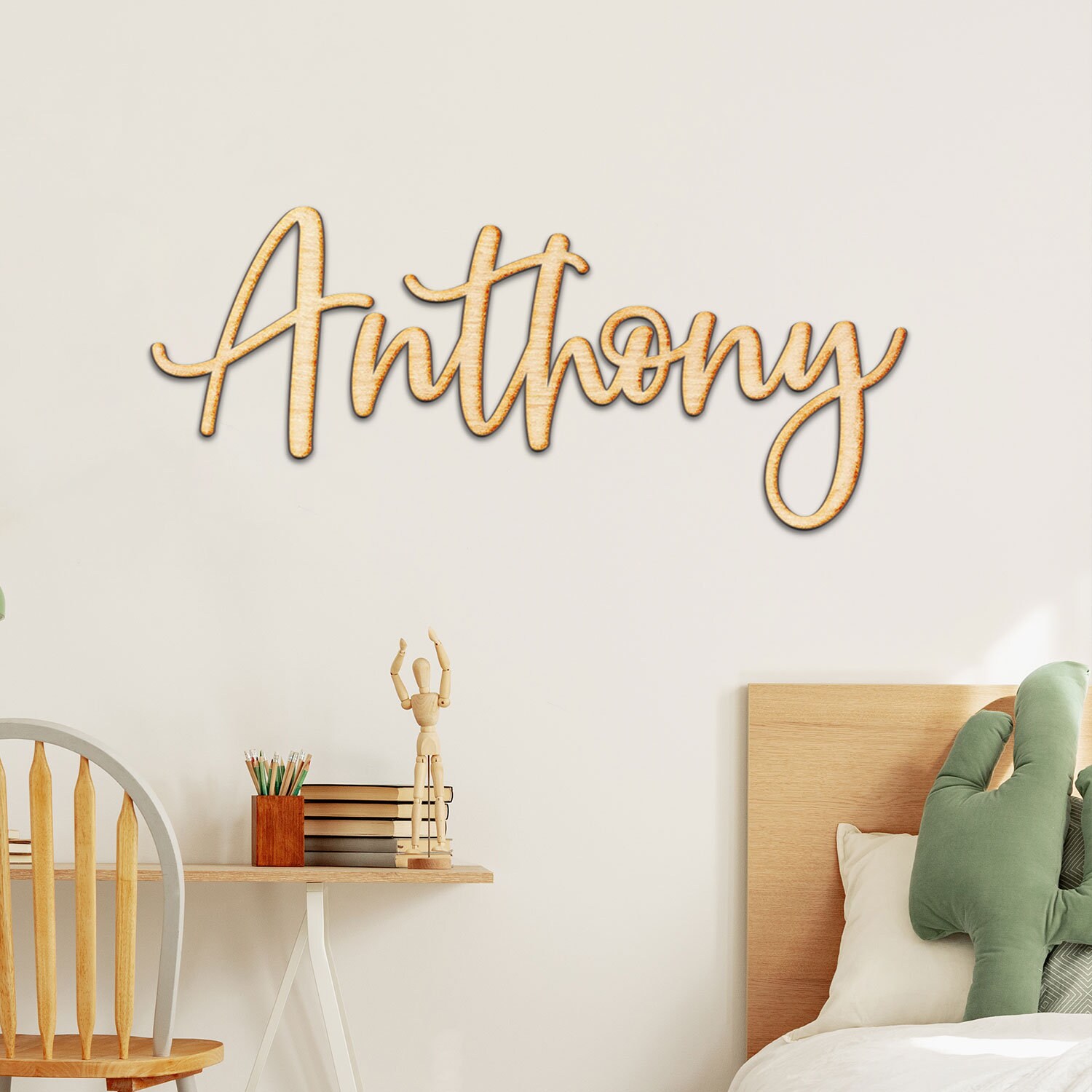 Custom Jules Script Upper and Lowercase Word Wood Sign - Personalized ...