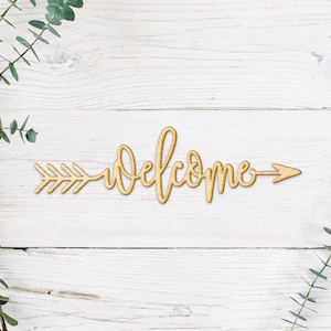 Welcome Arrow Wood Sign - Wood Sign Art, Wooden Sign, Laser Cut Wood ...