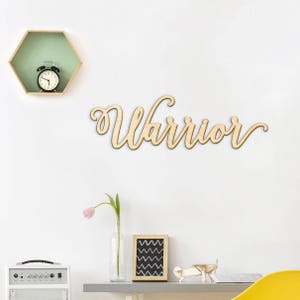 Warrior Script Wood Sign - Wood Sign Art, Wooden Warrior, Laser Cut ...