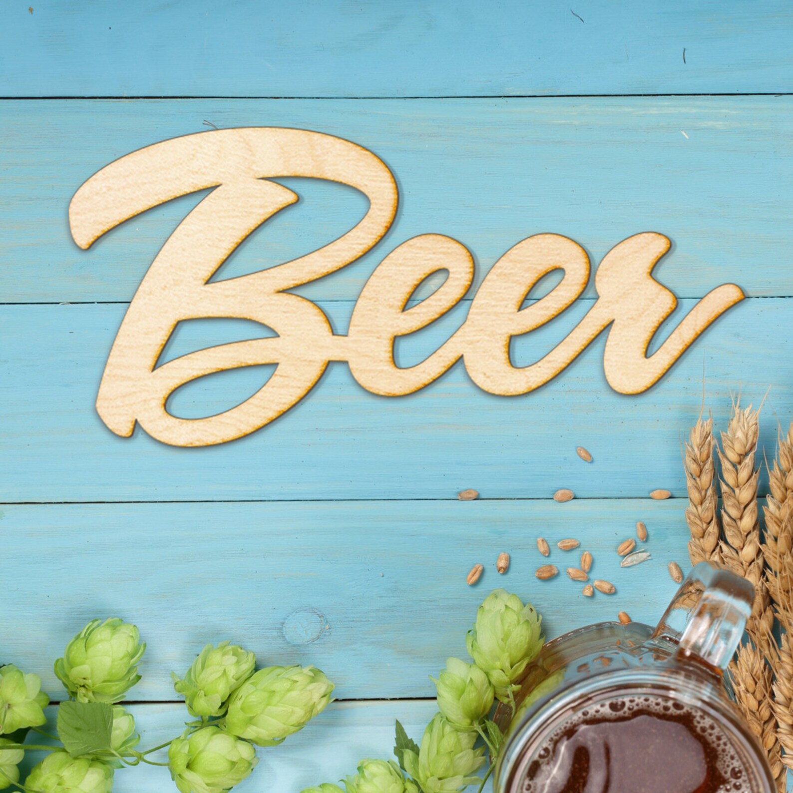 Script Beer Wood Sign-wood Sign Art Laser Cut Wood Sign - Etsy